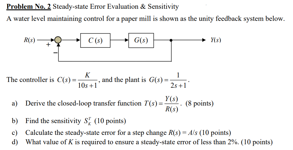Solved Problem No. 2 Steady-state Error Evaluation \& | Chegg.com