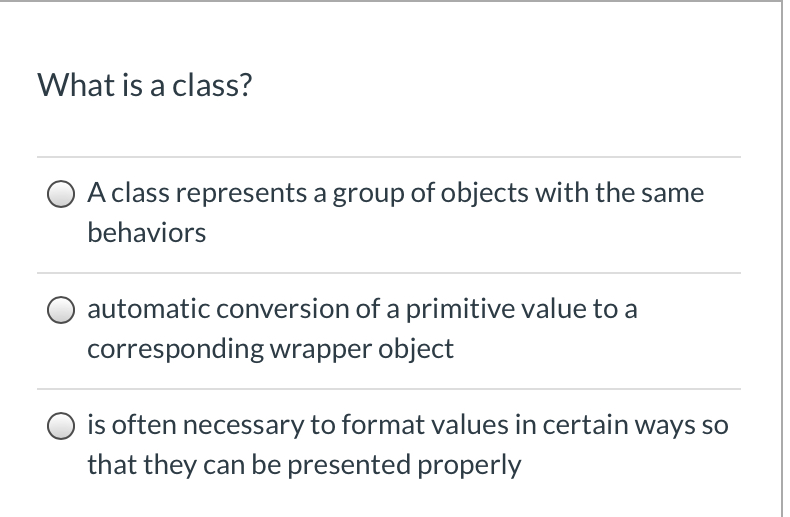 What is a class? A class represents a group of | Chegg.com