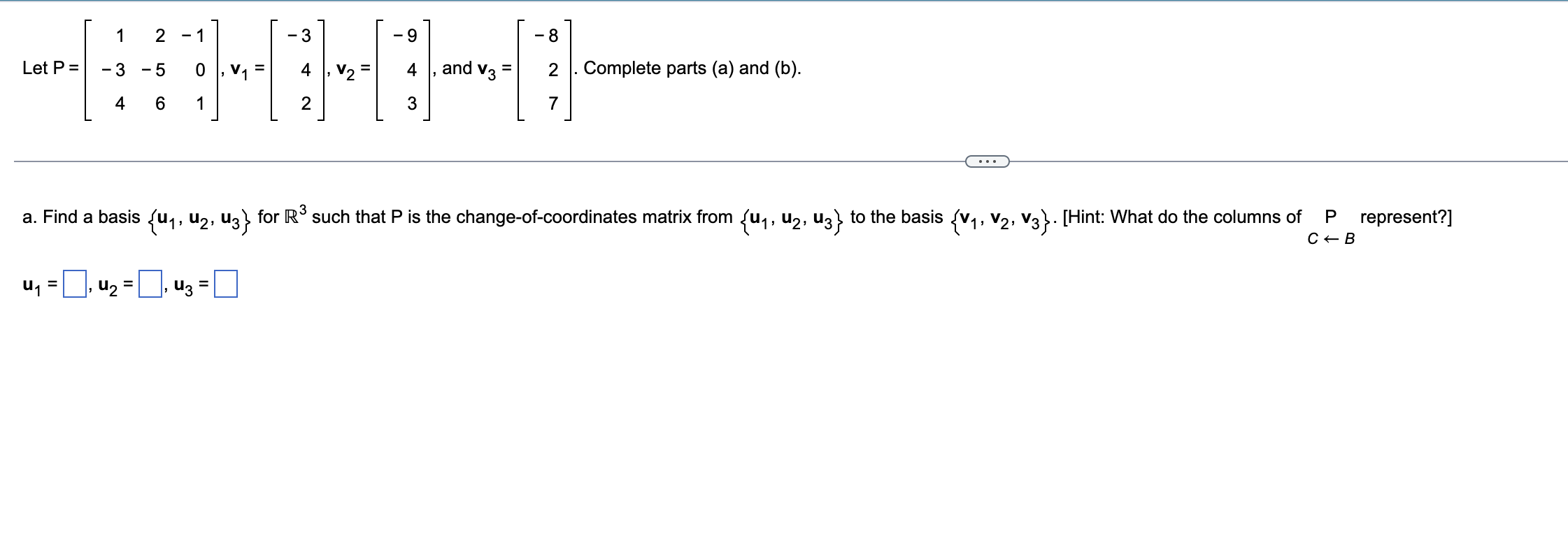 Solved 1 2 1 - 3 9 -8 Let P= -3 -5 0 and V31 2 Complete | Chegg.com