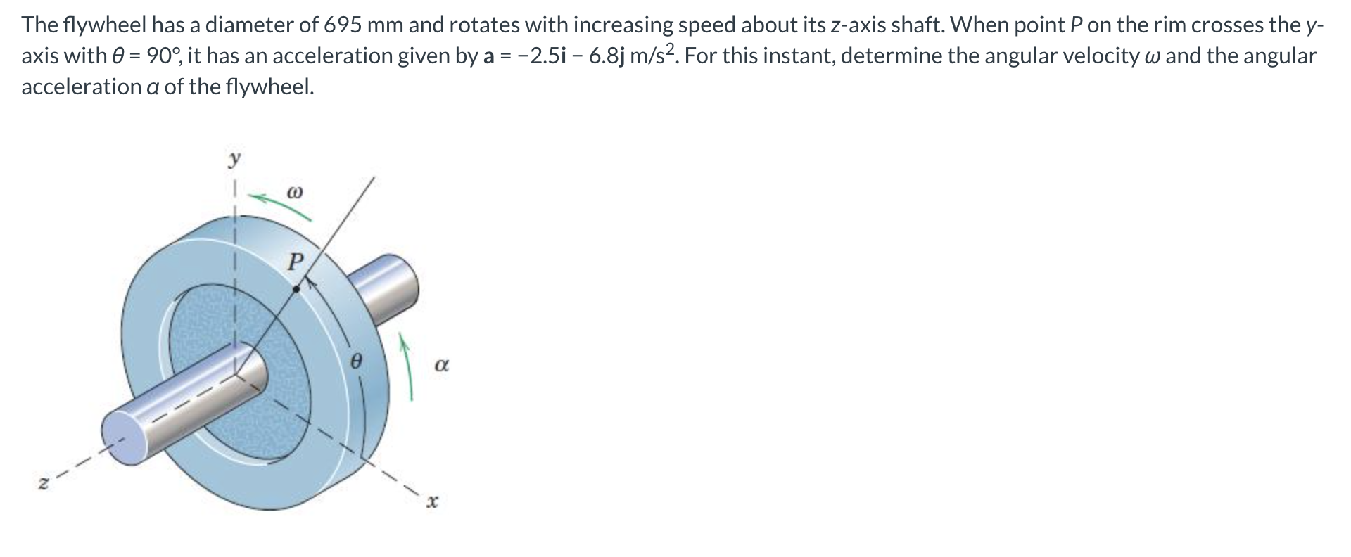 [Solved]: The flywheel has a diameter of 695mm and rotates