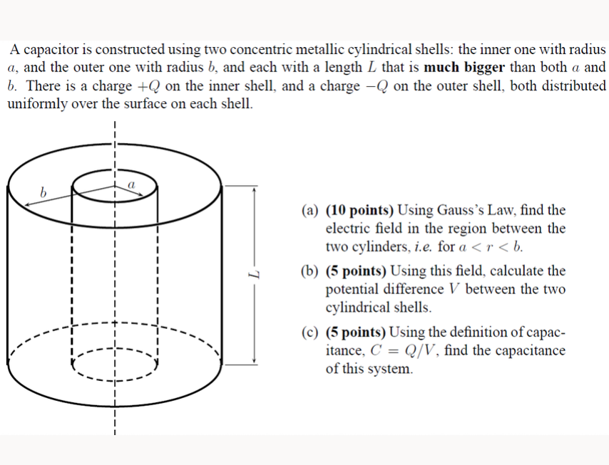 Solved A capacitor is constructed using two concentric | Chegg.com