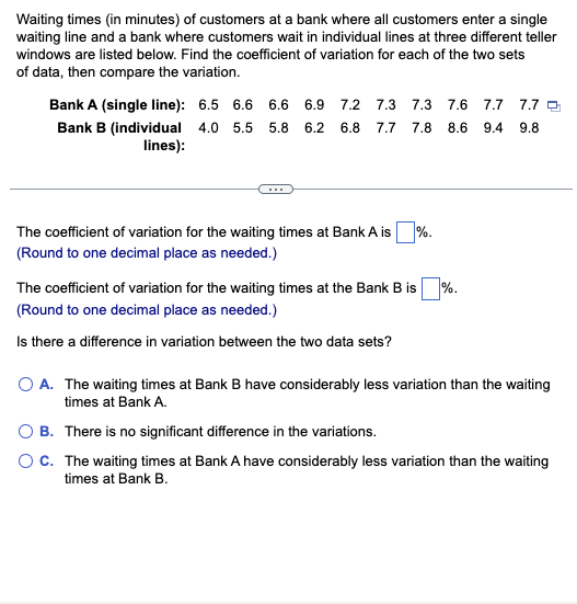 Solved Waiting times (in minutes) of customers at a bank | Chegg.com