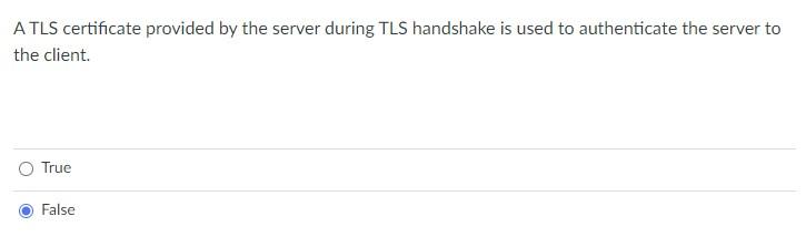 Solved A TLS certificate provided by the server during TLS | Chegg.com