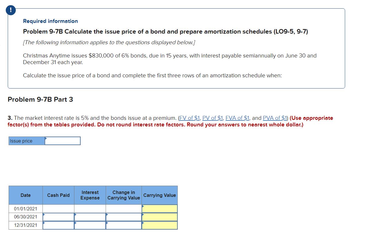 Solved !Required informationProblem 9-7B Calculate the issue | Chegg.com