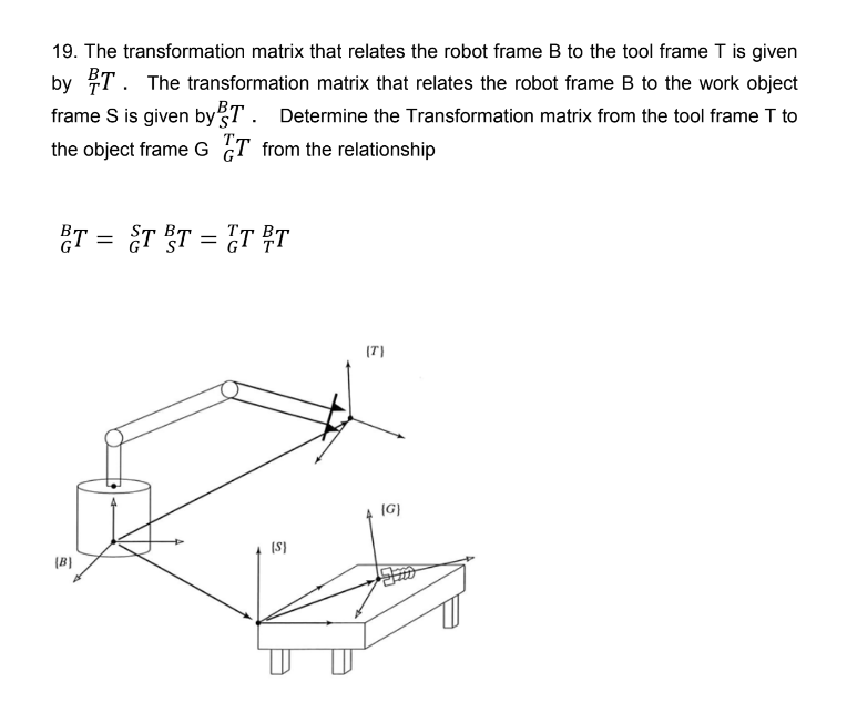 Solved 19. The transformation matrix that relates the robot | Chegg.com