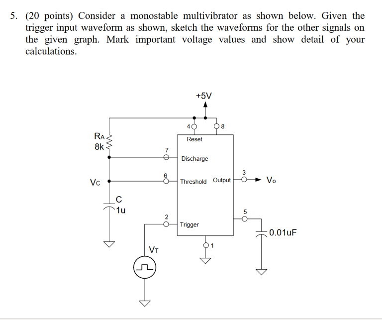 Solved (20 points) Consider a monostable multivibrator as | Chegg.com