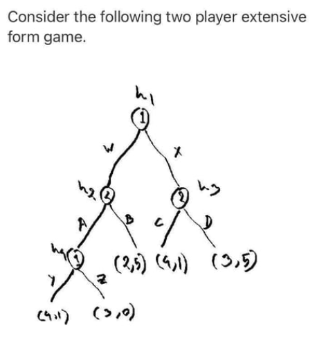 Consider the following two player extensive form | Chegg.com