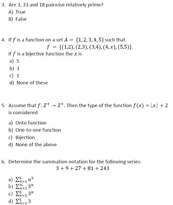 Solved 3. Are 3, 33 and 18 pairwise relatively prime? A) | Chegg.com