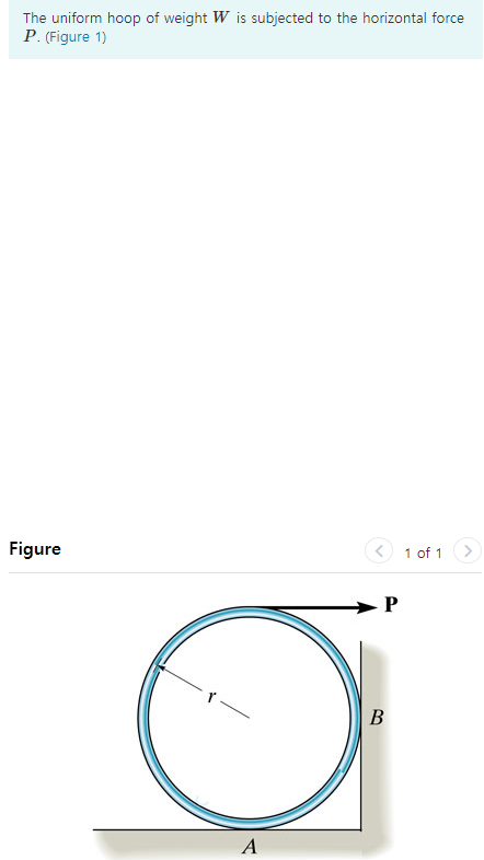 Solved The uniform hoop of weight W is subjected to the | Chegg.com