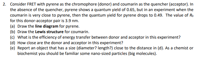 Solved 2. Consider FRET with pyrene as the chromophore | Chegg.com