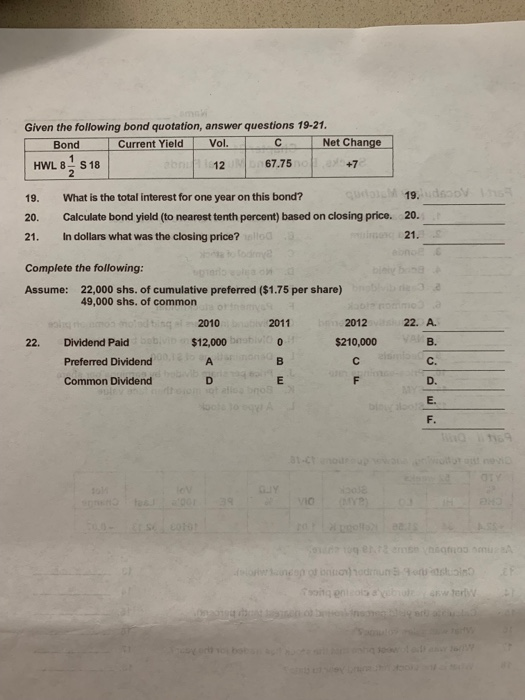 Given the following bond quotation, answer questions | Chegg.com