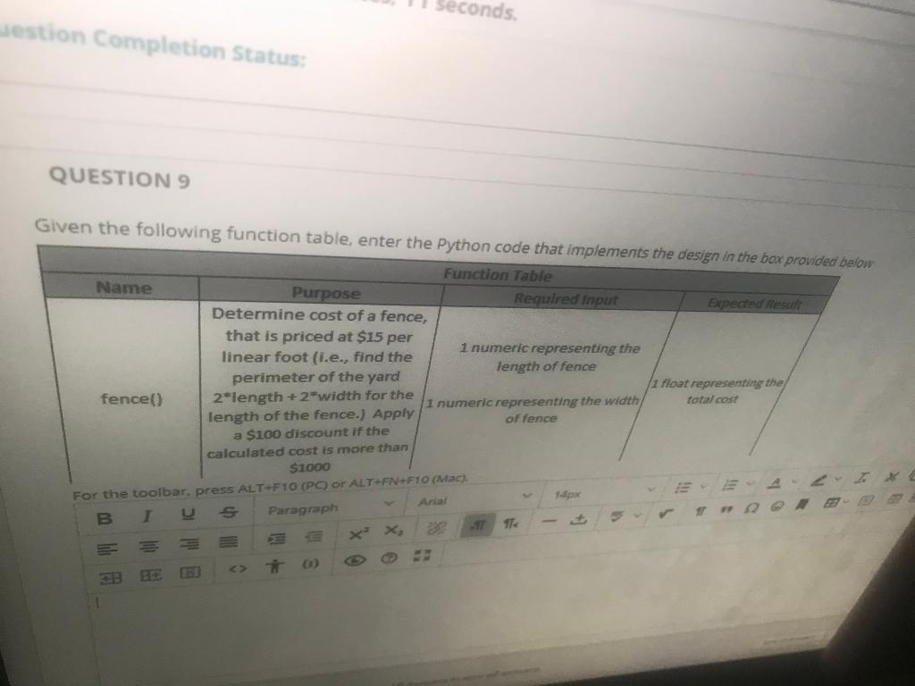 Solved econds Jestion Completion Status: QUESTION 9 Given | Chegg.com