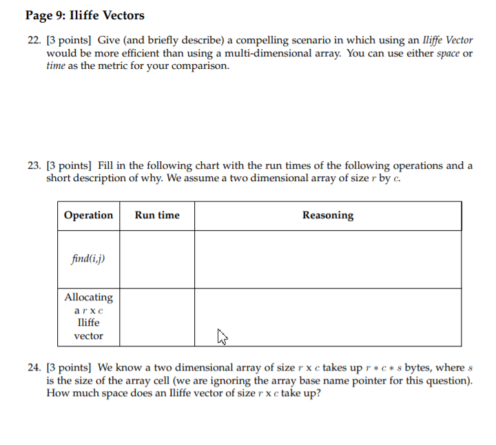 Solved Page 9: Iliffe Vectors 22. [3 points] Give (and | Chegg.com