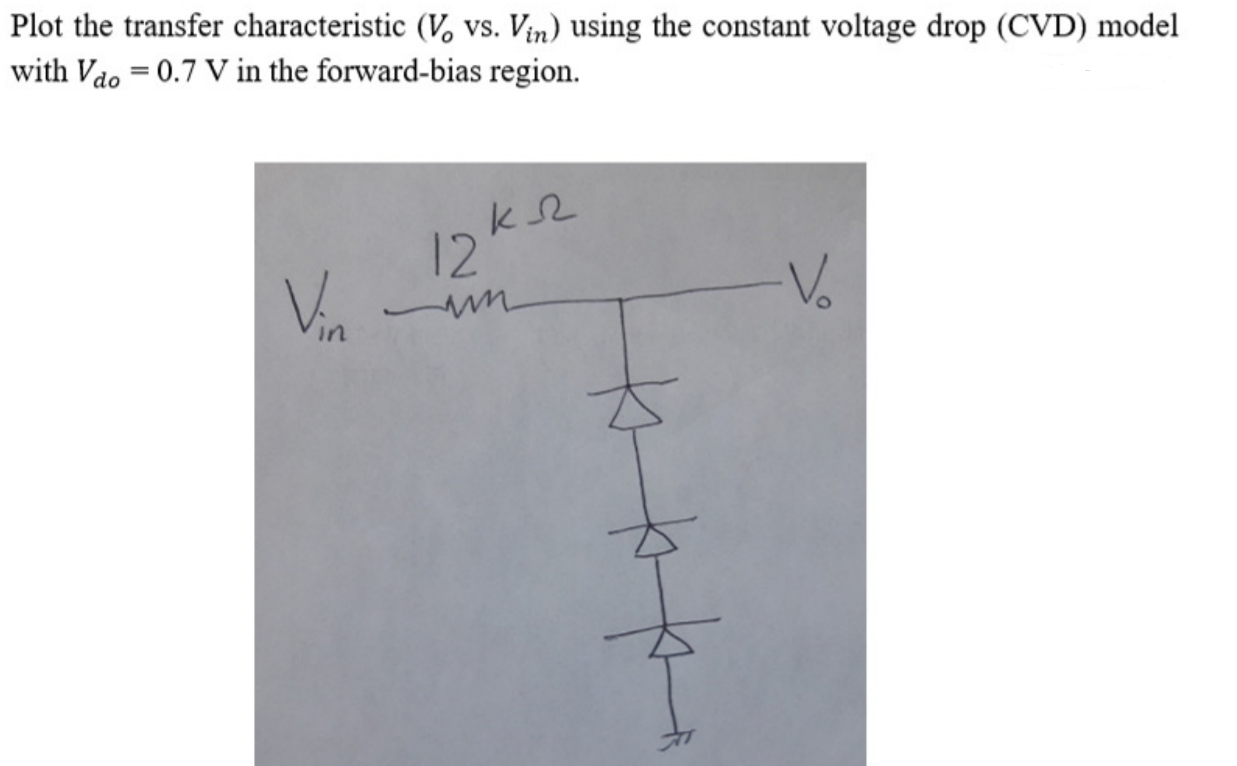 Solved Plot the transfer characteristic (V. vs. Vin) using | Chegg.com