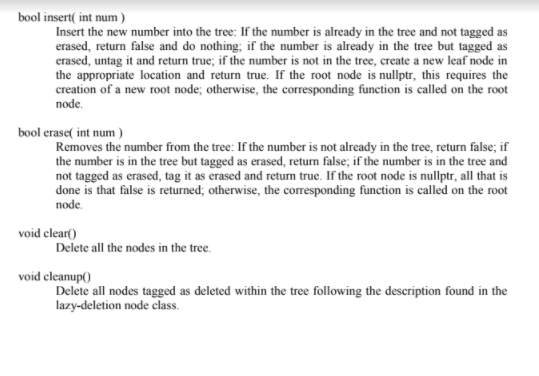 Solved Lazy Binary Search Tree A lazy-deletion binary search | Chegg.com Solved Lazy Binary Search Tree A lazy-deletion binary search | Chegg.com