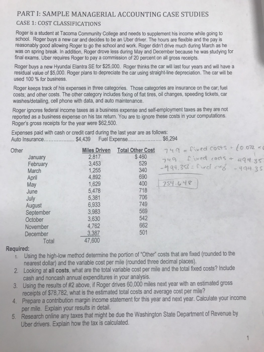 Solved PART I: SAMPLE MANAGERIAL ACCOUNTING CASE STUDIES | Chegg.com