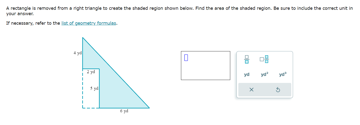 Solved A rectangle is removed from a right triangle to | Chegg.com