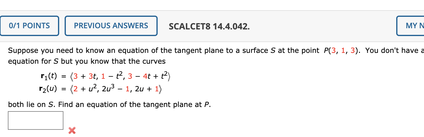 Solved 0/1 POINTS PREVIOUS ANSWERS SCALCET8 14.4.042. MYN | Chegg.com