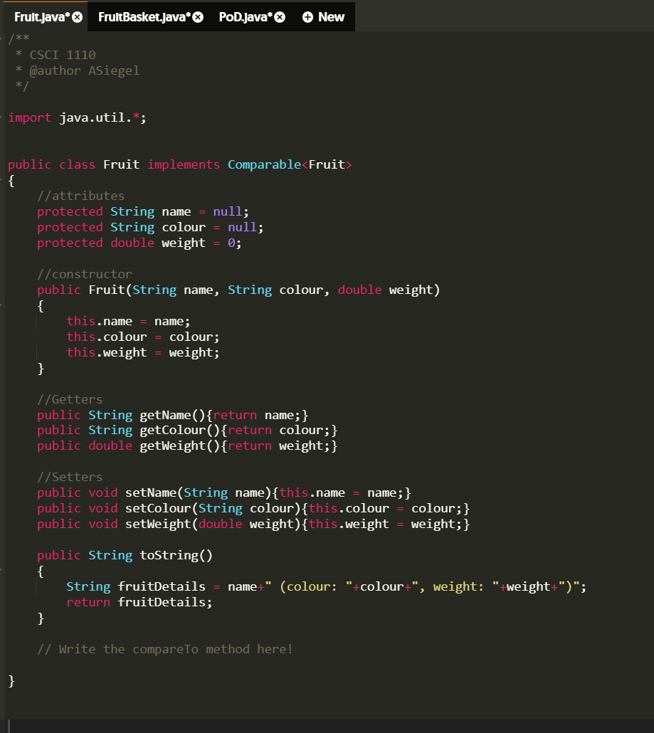 Solved Instructions Today you will be given a Frult class as | Chegg.com