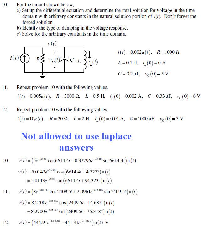 Solved 10. For the circuit shown below, a) Set up the | Chegg.com
