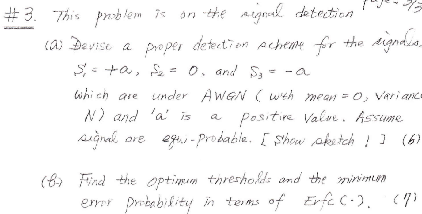 Solved =3. This problem is on the signal detection (a) | Chegg.com