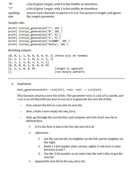 Solved Overview A cellular automaton is a sequence of bits | Chegg.com