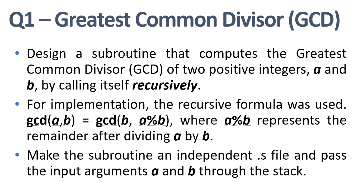 Q1 - Greatest Common Divisor (GCD) Design a | Chegg.com