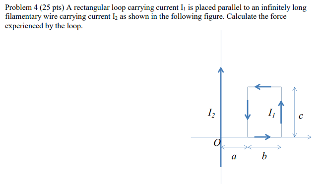 Solved Problem 4 (25 pts) A rectangular loop carrying | Chegg.com