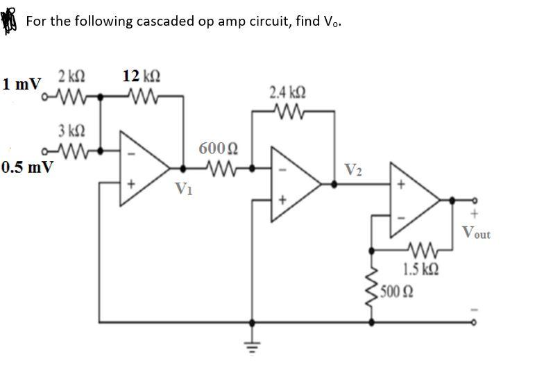 Solved For the following cascaded op amp circuit, find V0. | Chegg.com