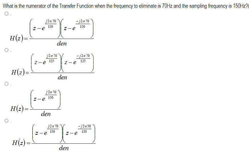 Solved What is the numerator of the Transfer Function when | Chegg.com