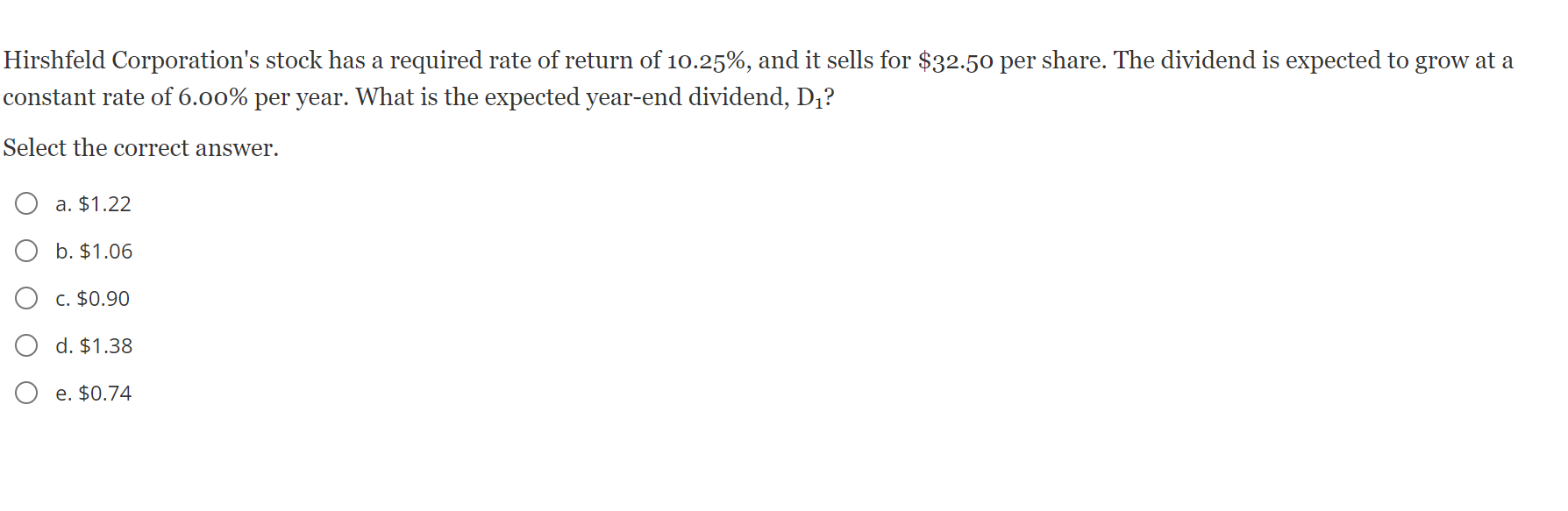 Solved Hirshfeld Corporation's stock has a required rate of | Chegg.com