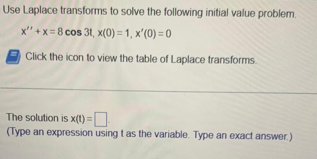 Solved Use Laplace transforms to solve the following initial | Chegg.com