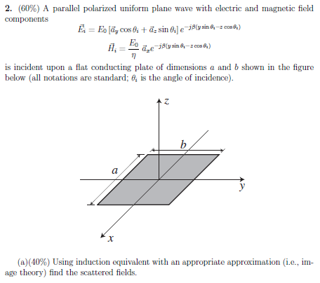 2. (60%) A parallel polarized uniform plane wave with | Chegg.com