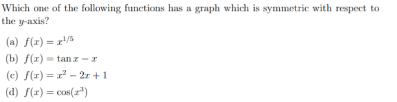 Solved Which one of the following functions has a graph | Chegg.com