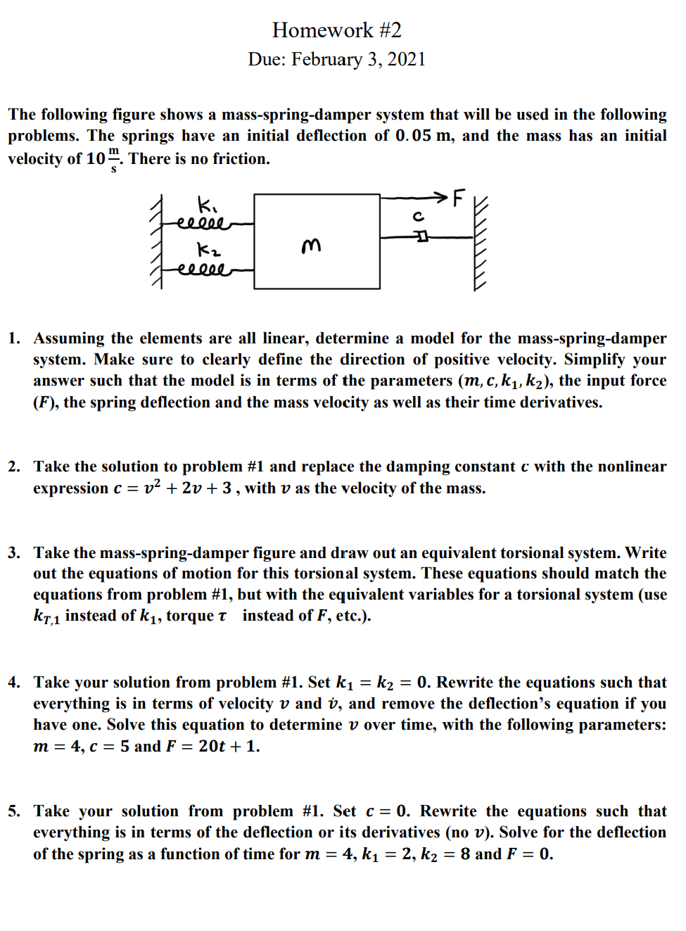 Solved Homework #2 Due: February 3, 2021 The following | Chegg.com