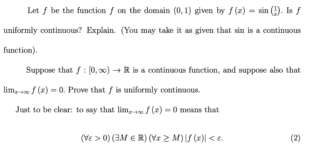 Solved (0, 1) given by f (x) - sin (). Is f Let f b e the | Chegg.com