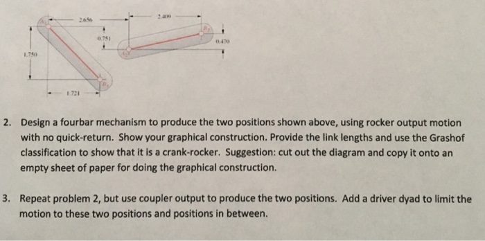 Solved 1721 2. Design a fourbar mechanism to produce the two | Chegg.com