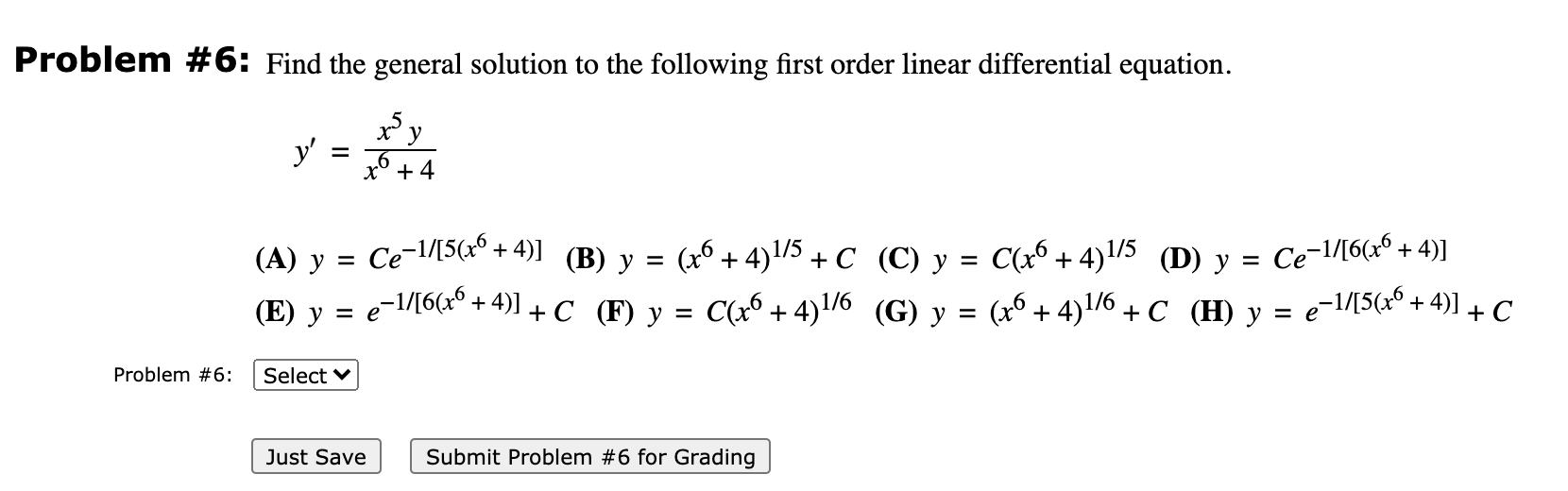 Solved roblem \# 6: Find the general solution to the | Chegg.com