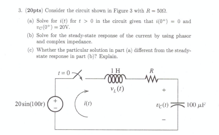 Solved 3. (20pts) Consider the circuit shown in Figure 3 | Chegg.com Solved 3. (20pts) Consider the circuit shown in Figure 3 | Chegg.com