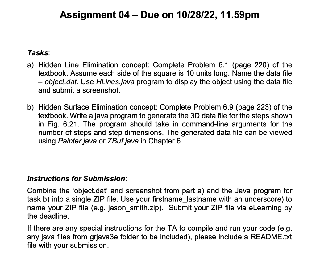 Assignment 04 – Tasks: a) Hidden Line Elimination | Chegg.com