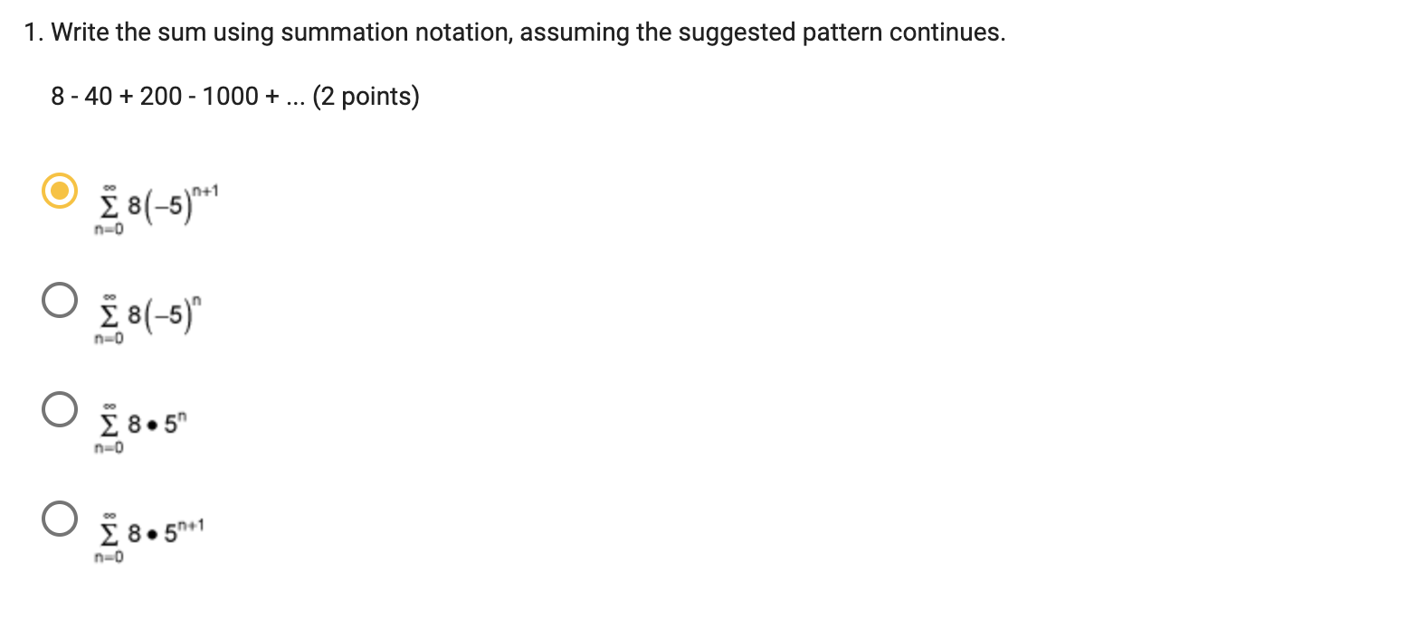 Solved 1 Write The Sum Using Summation Notation Assuming
