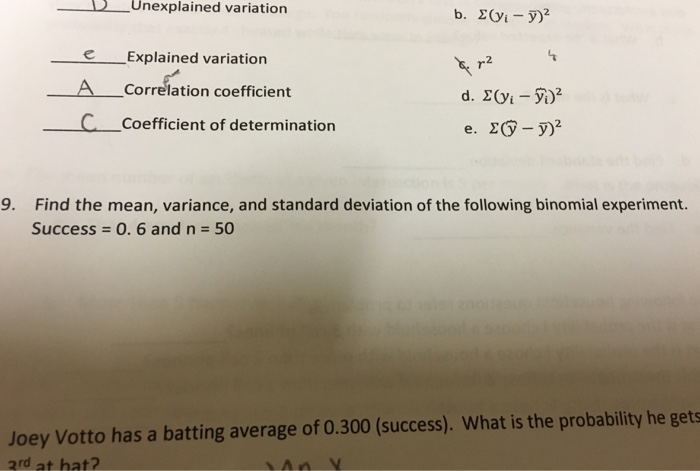 Solved Unexplained variation e Explained variation r2 | Chegg.com