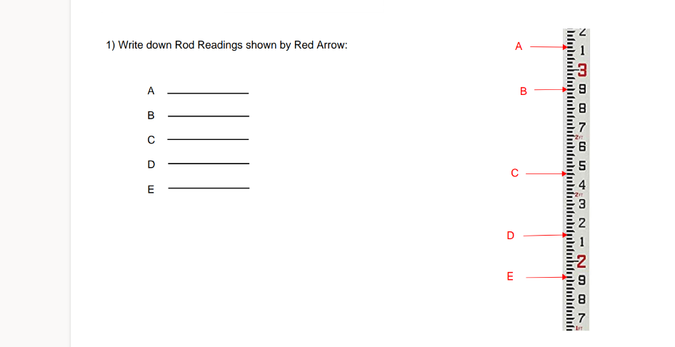 Solved 1) Write down Rod Readings shown by Red Arrow: A B C | Chegg.com