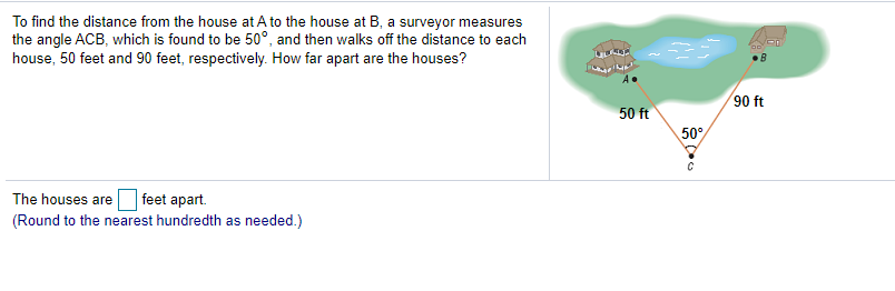 Solved To find the distance from the house at A to the house | Chegg.com