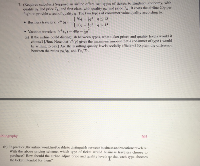 Solved Suppose an airline offers two types of tickets to | Chegg.com