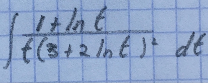 Solved integral (1+lnt)/(t(3+2lnt)^2) dt | Chegg.com