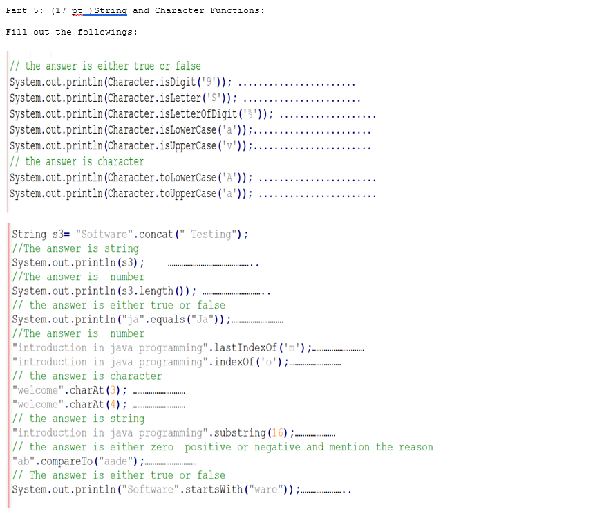 Solved Part 1: Short Answer: Math Functions (2 pt each) | Chegg.com