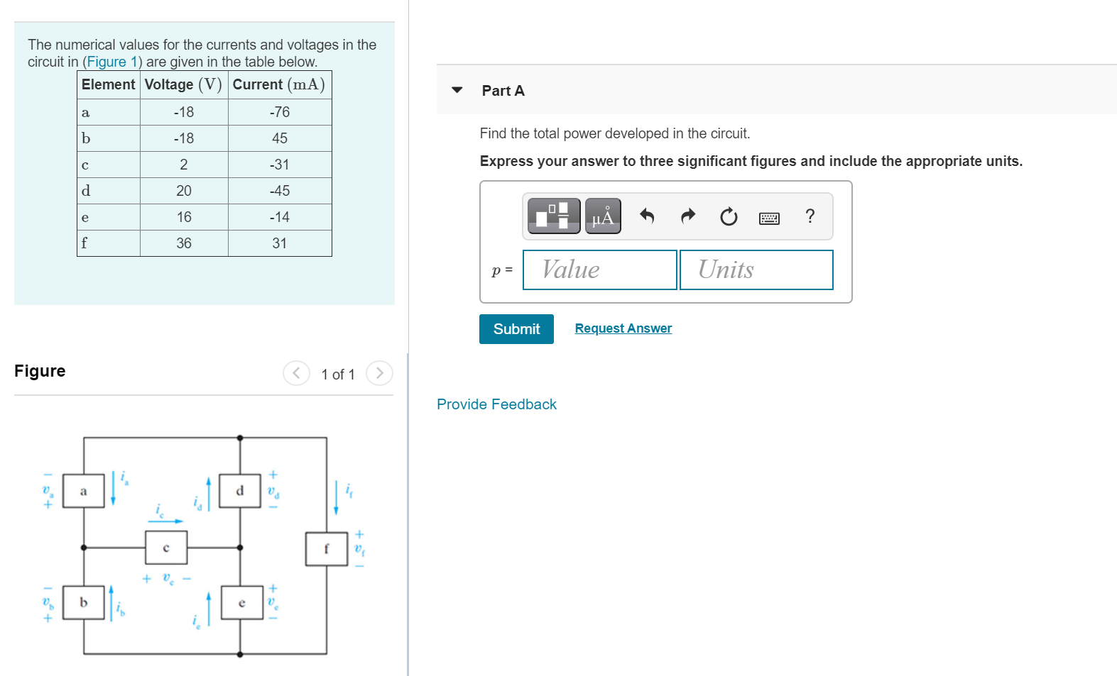 Solved The numerical values for the currents and voltages in | Chegg.com