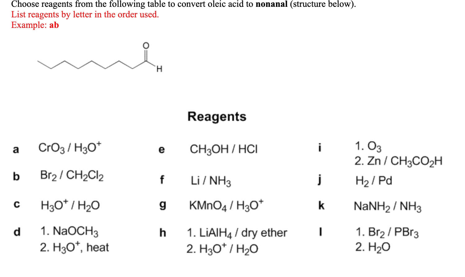 Solved Choose reagents from the following table to convert | Chegg.com