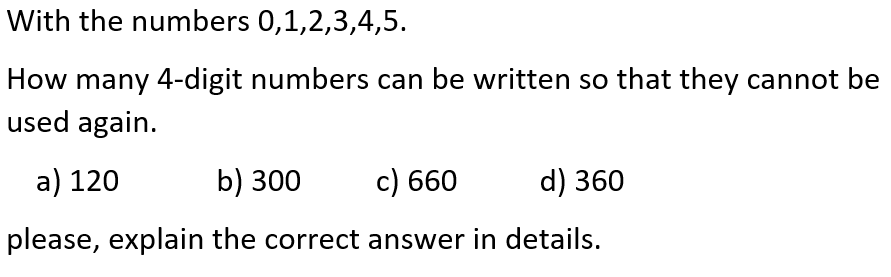 Solved With the numbers 0,1,2,3,4,5.How many 4-digit numbers | Chegg.com